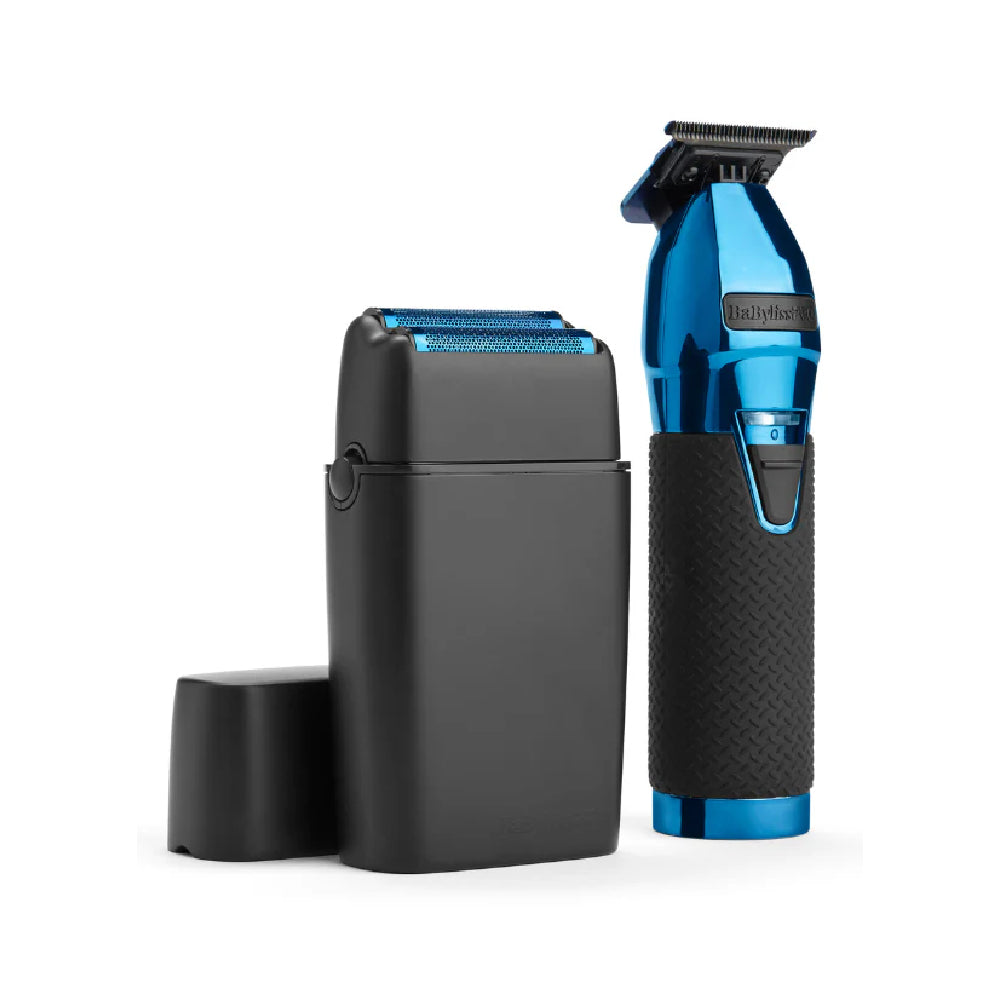 Babyliss Pro LimitedFX Black & Blue Trimmer & Double-Foil Shaver Prepa ...